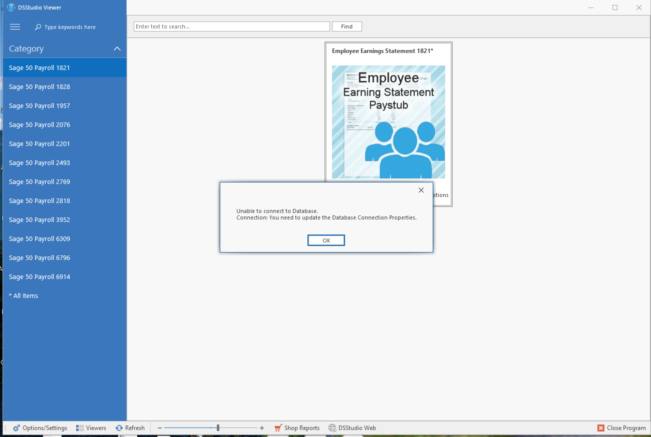 Unable to connect to database - DataSoft Corporation